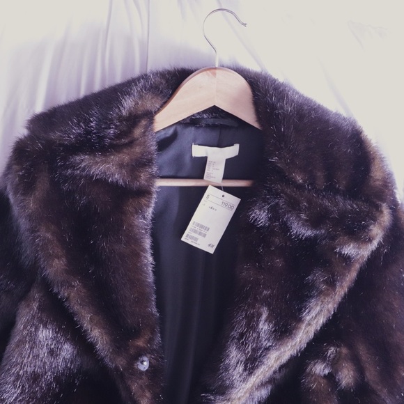 H&M | Jackets & Coats | Hm Brown Faux Fur Coat | Poshmark